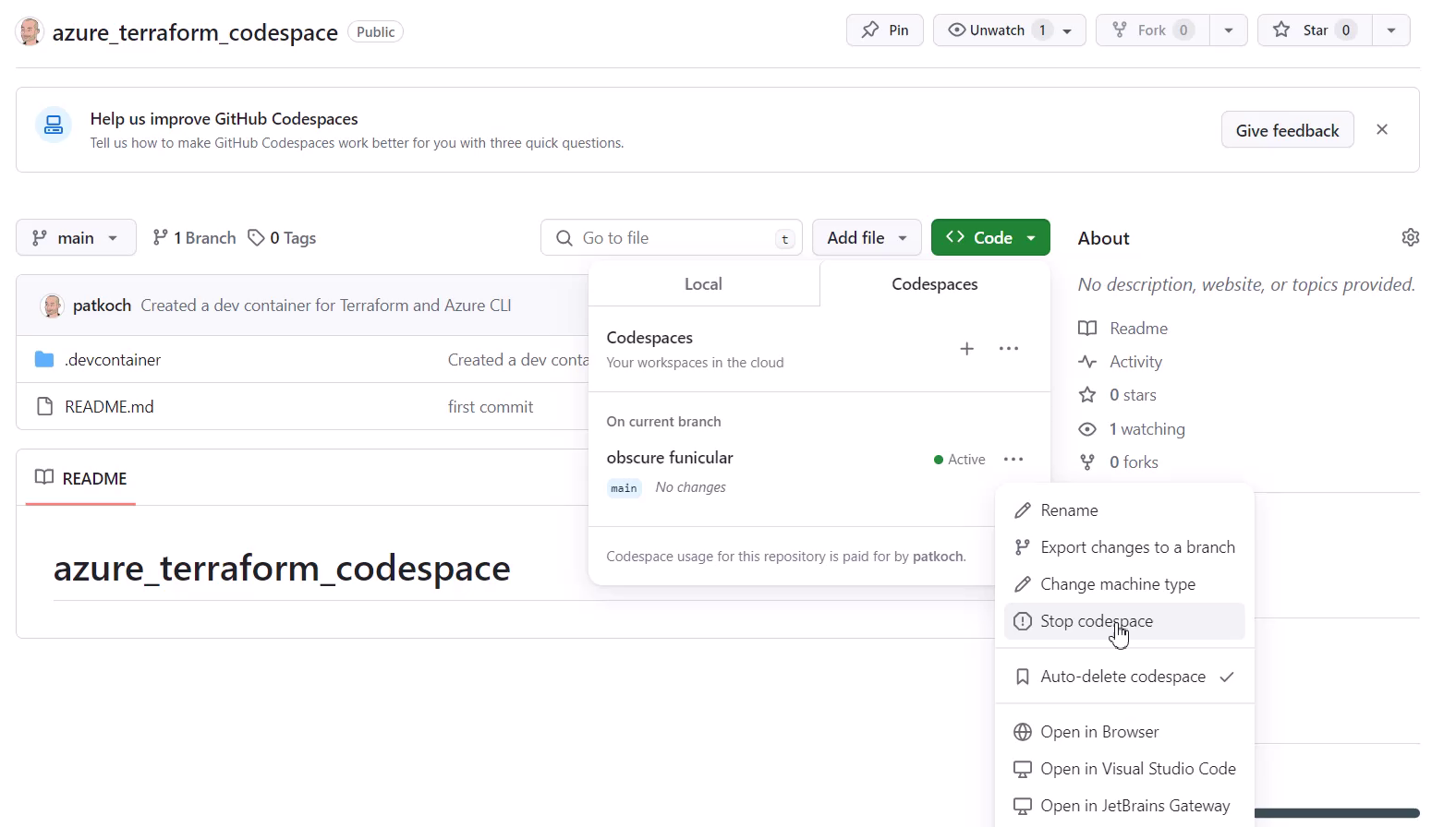 Creating A Custom Dev Container For Your Github Codespace To Start With Terraform On Azure